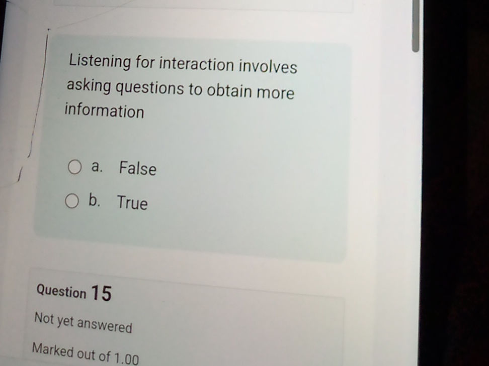 Listening for interaction involves asking | StudyX