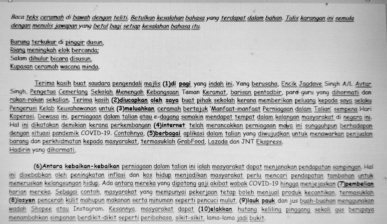 Baca teks ceramah di bawah dengan teliti. | StudyX
