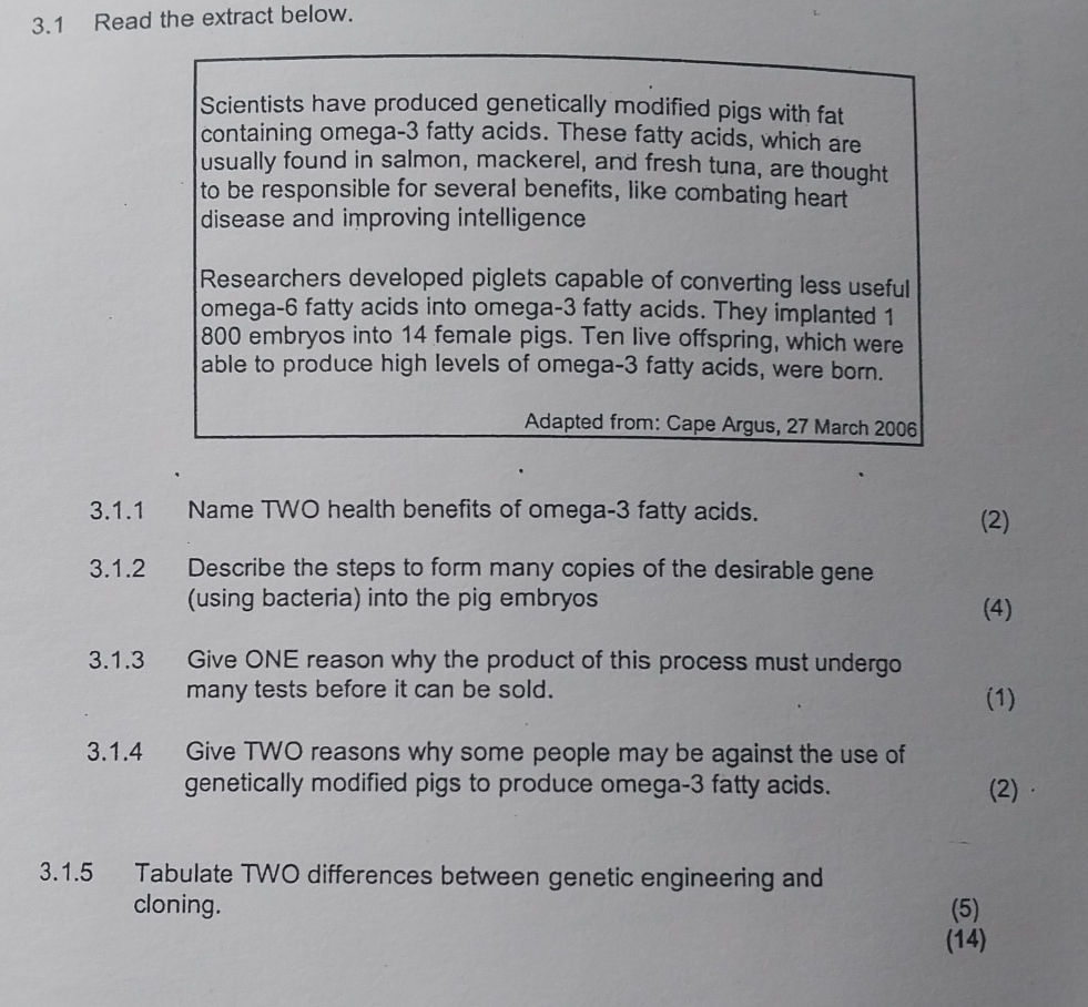 3.1 Read the extract below. Scientists have | StudyX