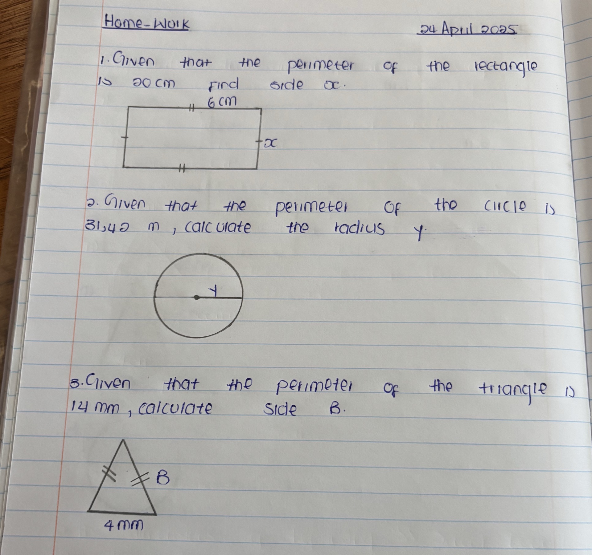 1. Given that the perimeter of the rectangle | StudyX