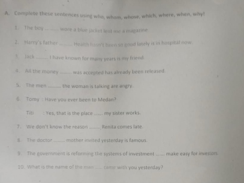 A. Complete these sentences using who, whom, | StudyX