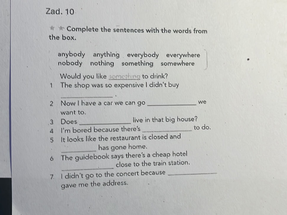 Complete the sentences with the words from | StudyX