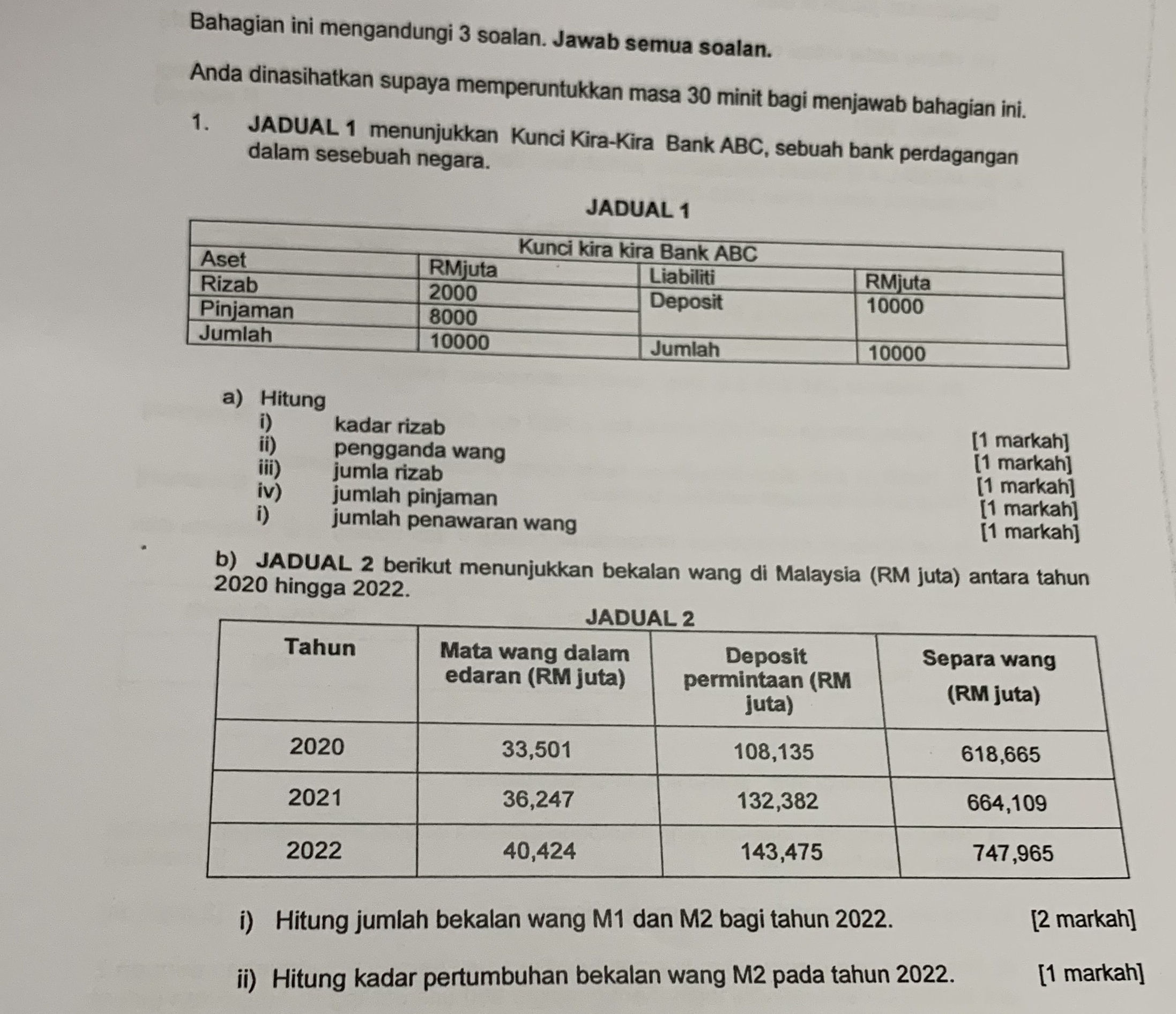 1. JADUAL 1 menunjukkan Kunci Kira-Kira Bank | StudyX