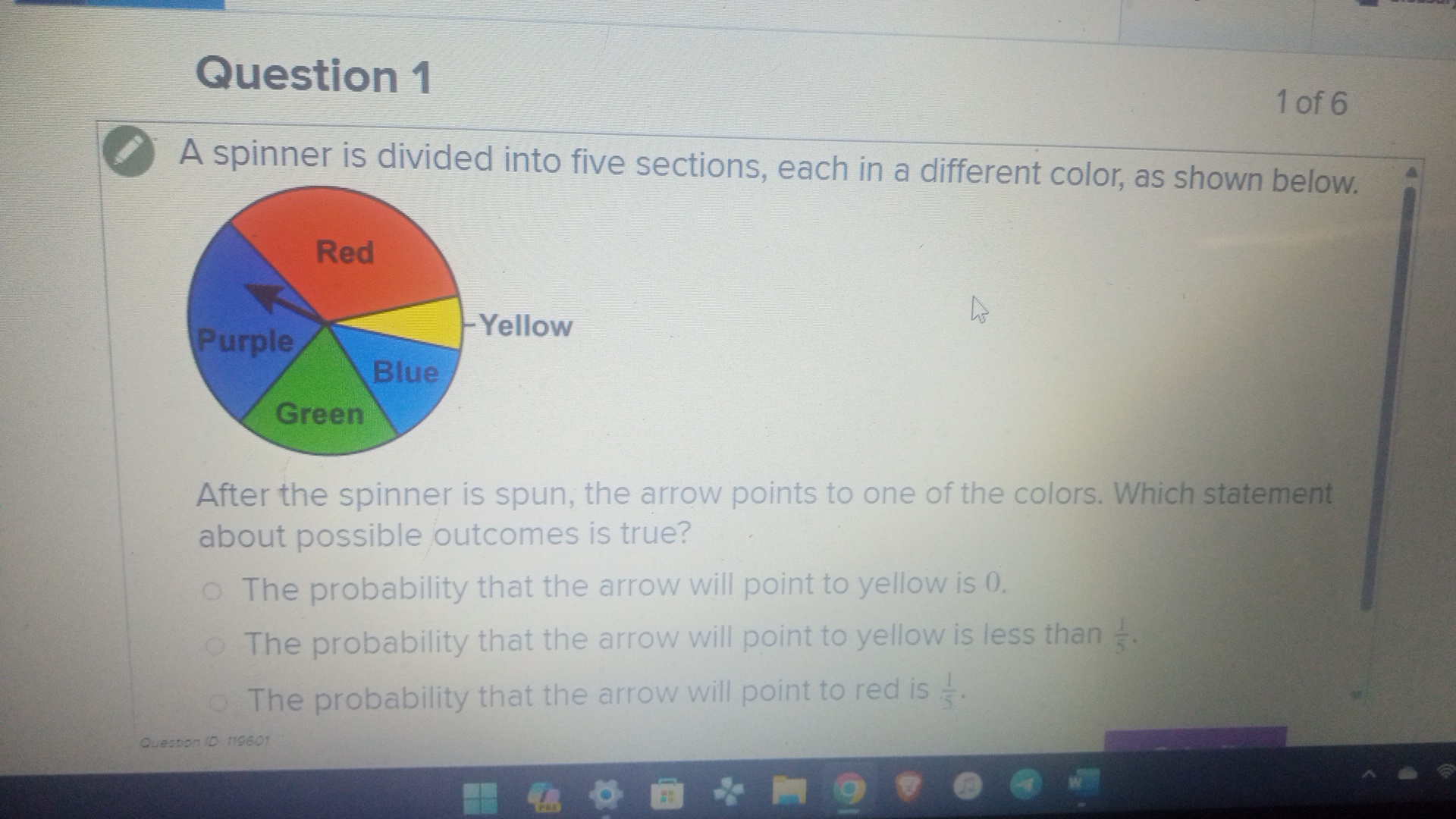 A spinner is divided into five sections, | StudyX