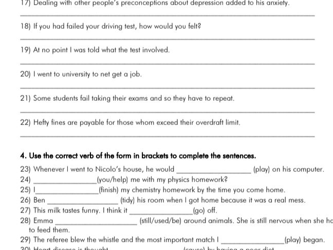 4. Use the correct verb of the form in | StudyX