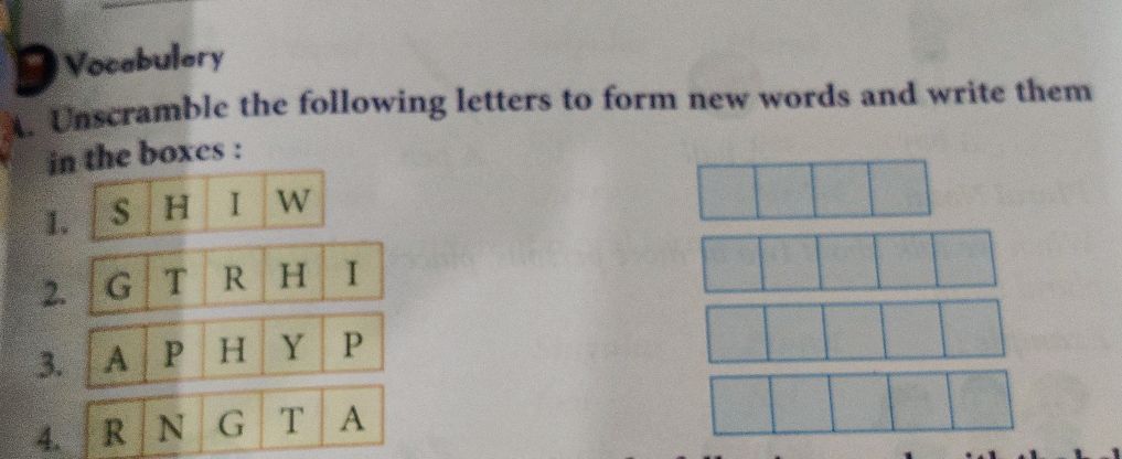A. Unscramble the following letters to form | StudyX