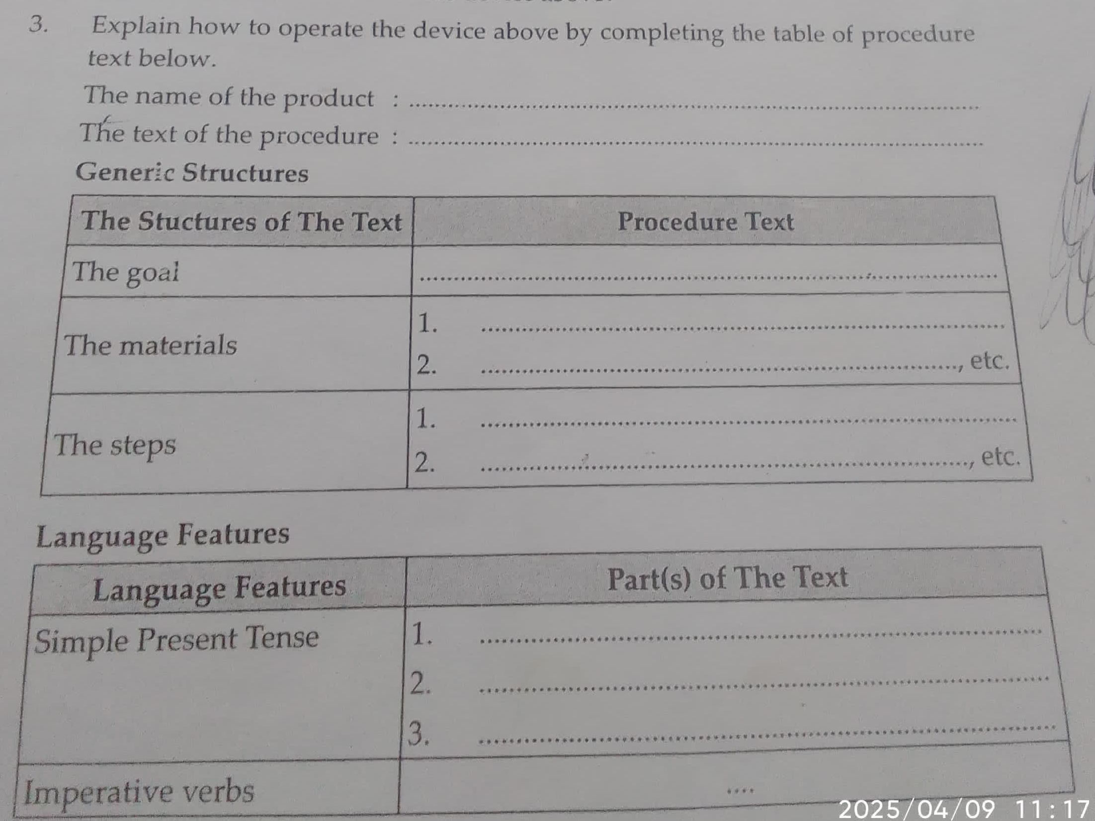 3. Explain how to operate the device above | StudyX
