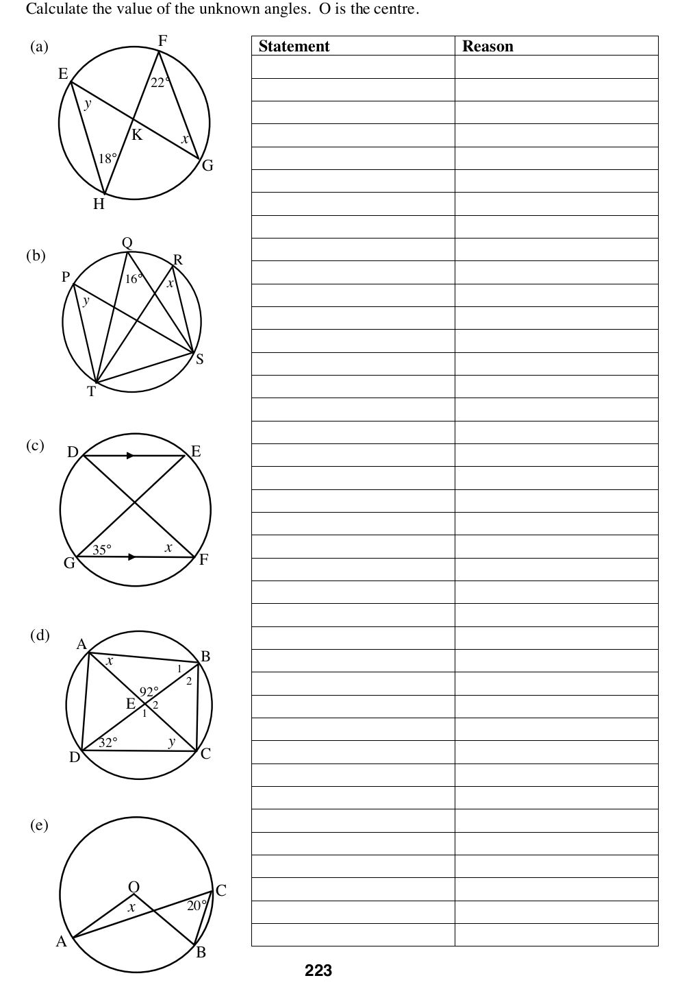 Calculate the value of the unknown angles. O | StudyX