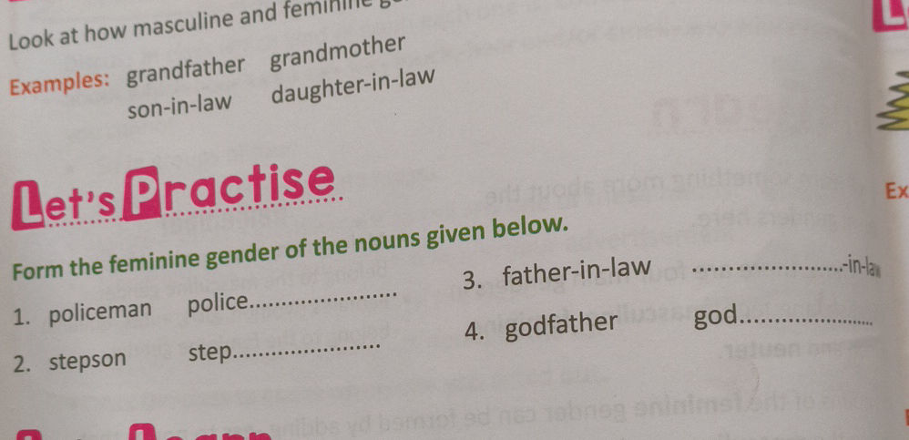 Form the feminine gender of the nouns given | StudyX