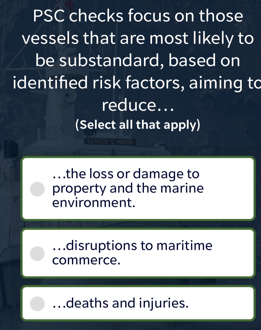 PSC checks focus on those vessels that are | StudyX