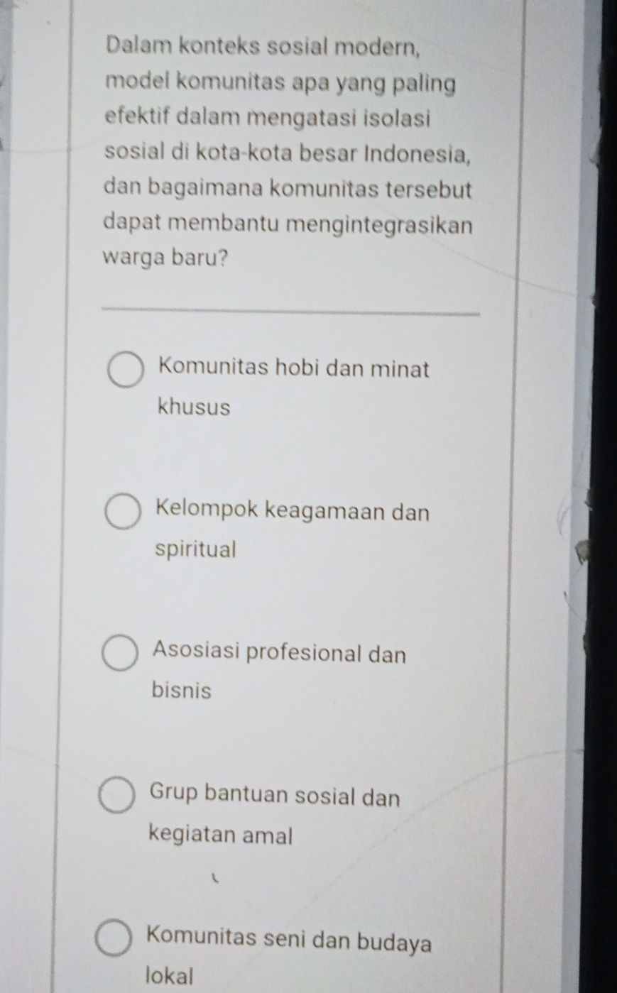 Dalam konteks sosial modern, model komunitas | StudyX