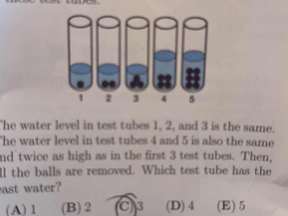 The water level in test tubes 1, 2, and 3 is | StudyX