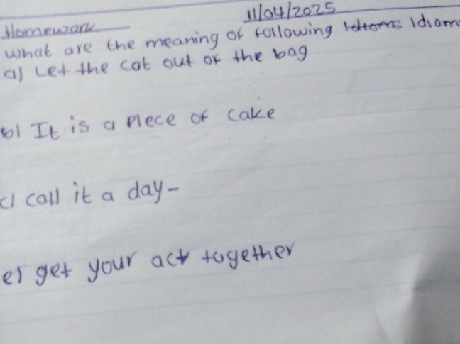 What are the meaning of following idioms: | StudyX