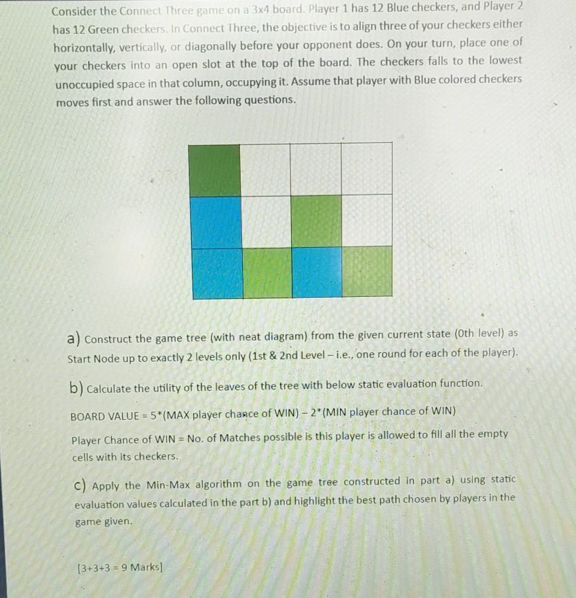 Consider the Connect Three game on a 3x4