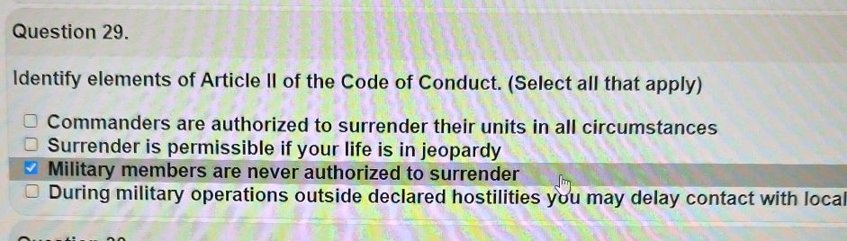 Question 29. Identify elements of Article II