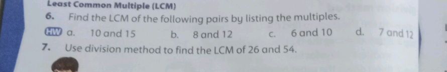 6. Find the LCM of the following pairs by | StudyX