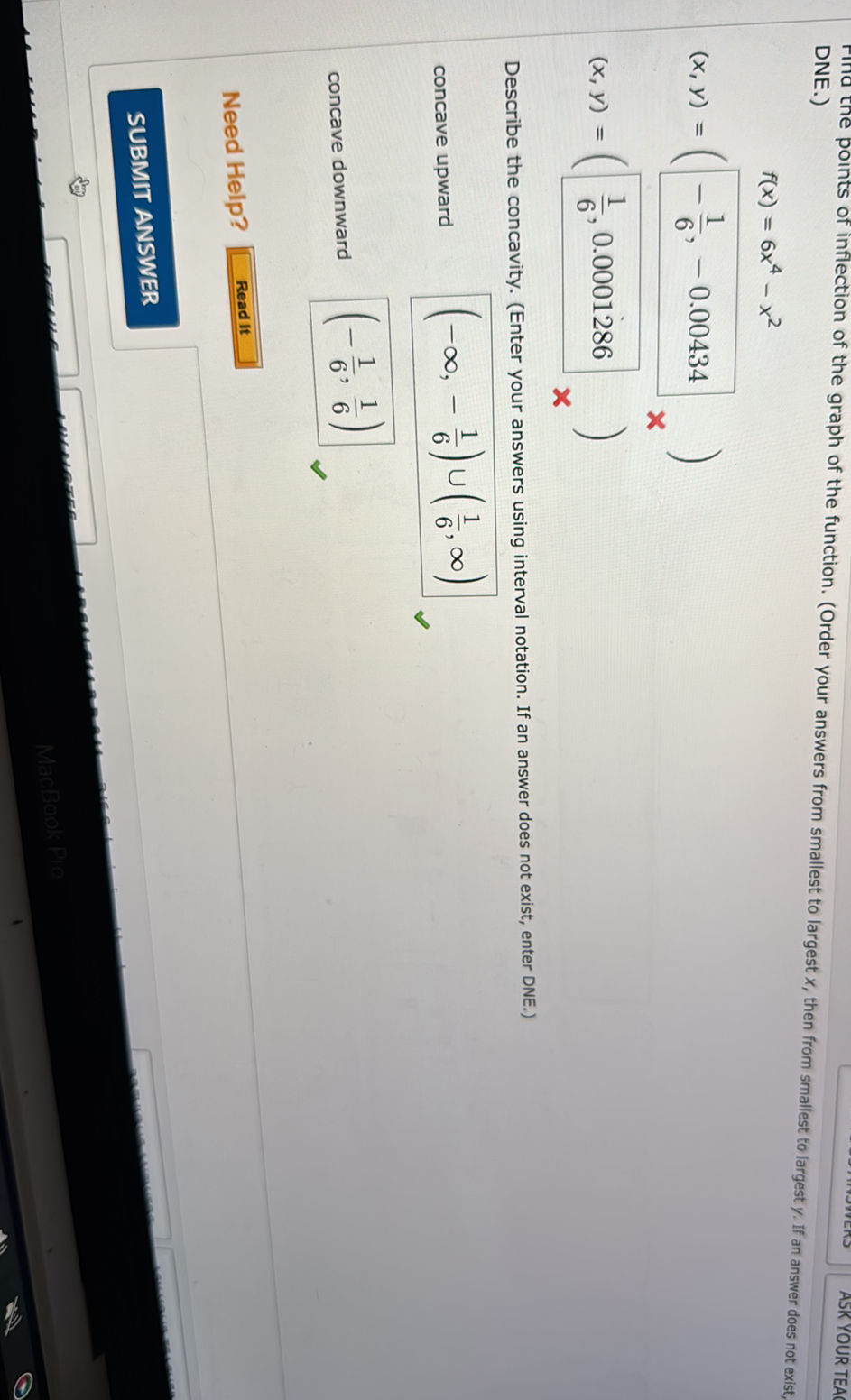 Find the points of inflection of the graph | StudyX