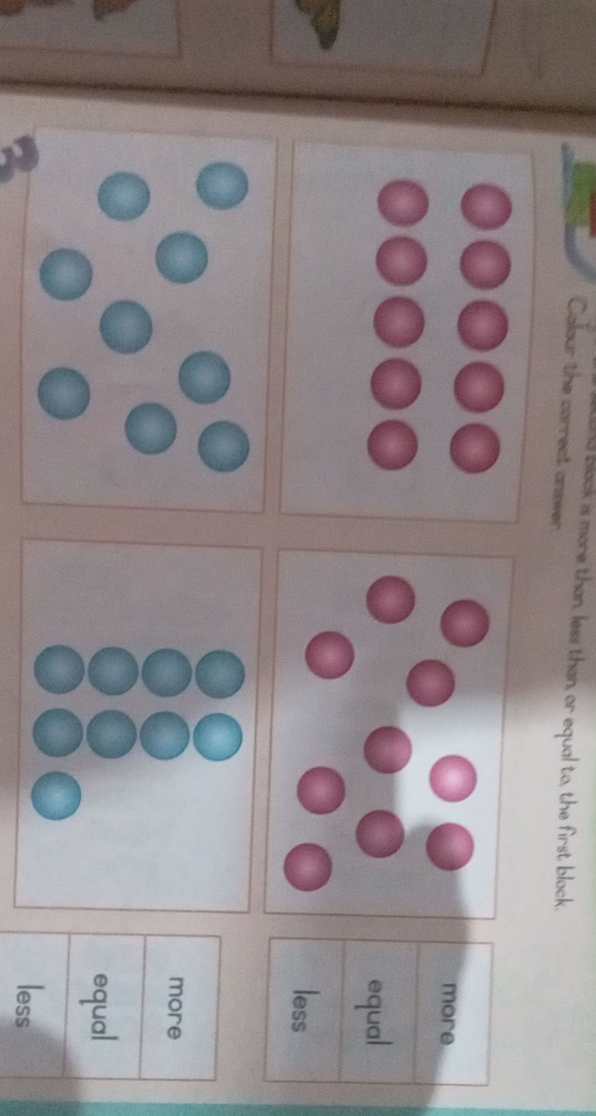 Colour the correct answer. more equal less | StudyX