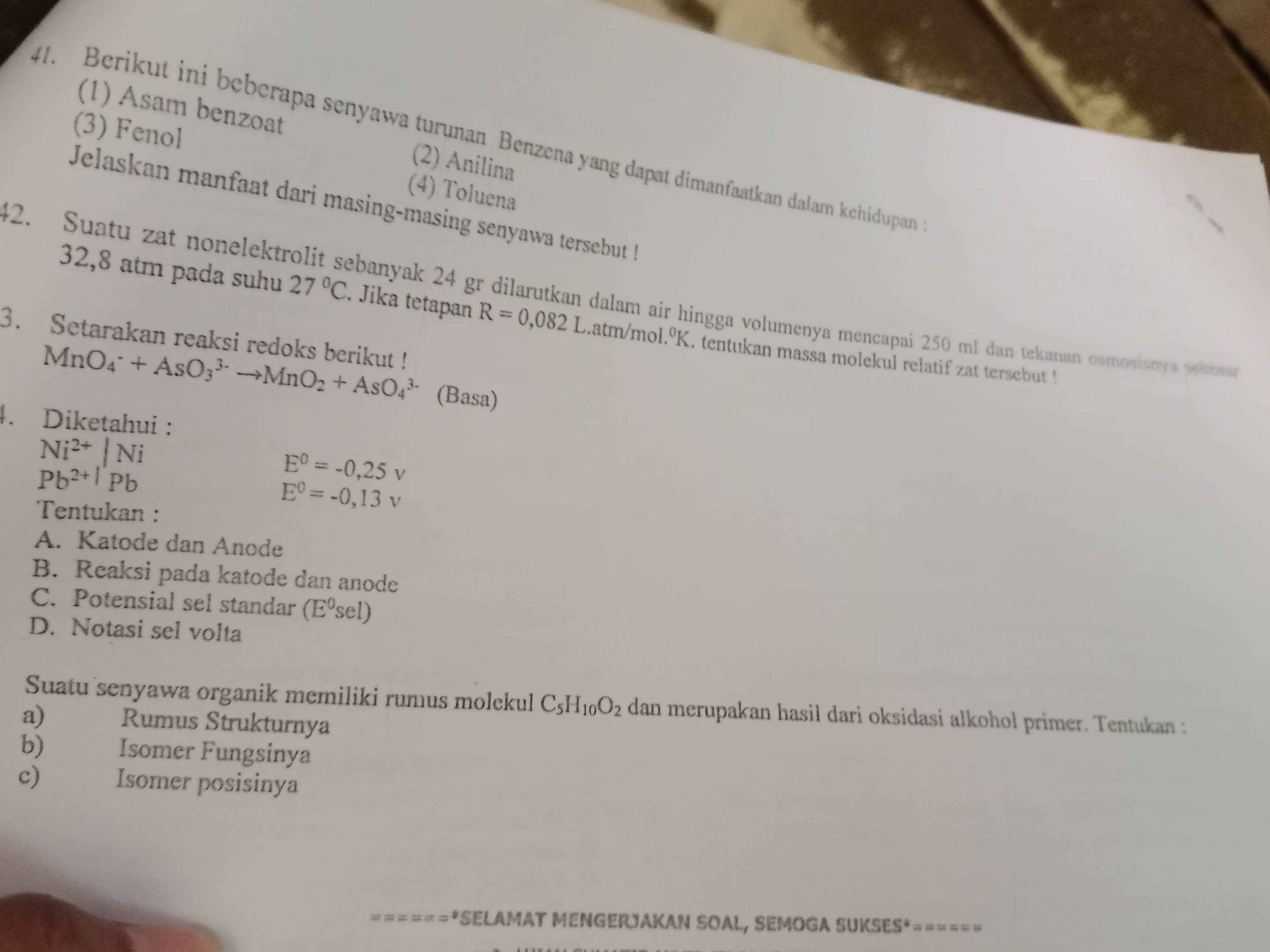 41. Berikut ini beberapa senyawa turunan | StudyX