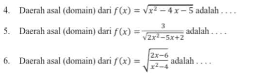 4. Daerah asal (domain) dari $f(x) = {x^2 - | StudyX