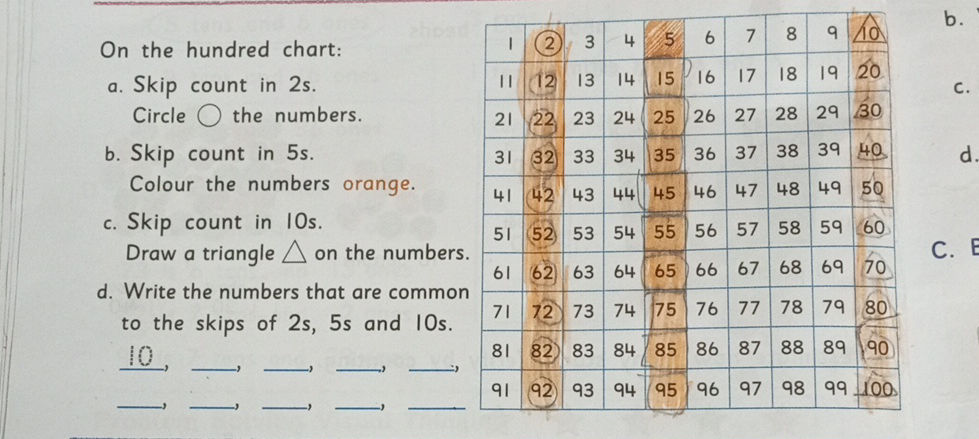 On the hundred chart: a. Skip count in 2s. | StudyX