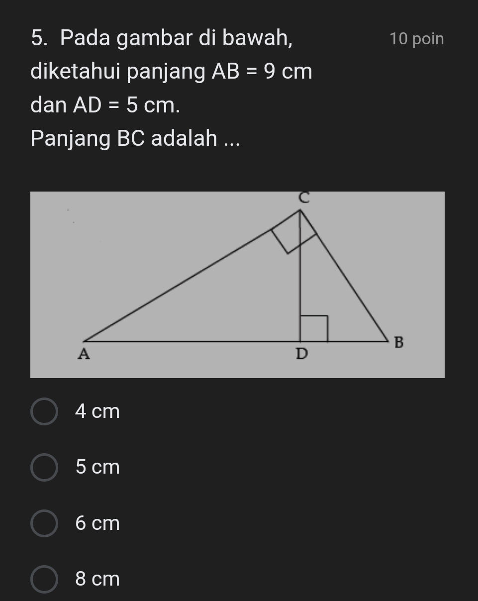 5. Pada gambar di bawah, diketahui panjang | StudyX