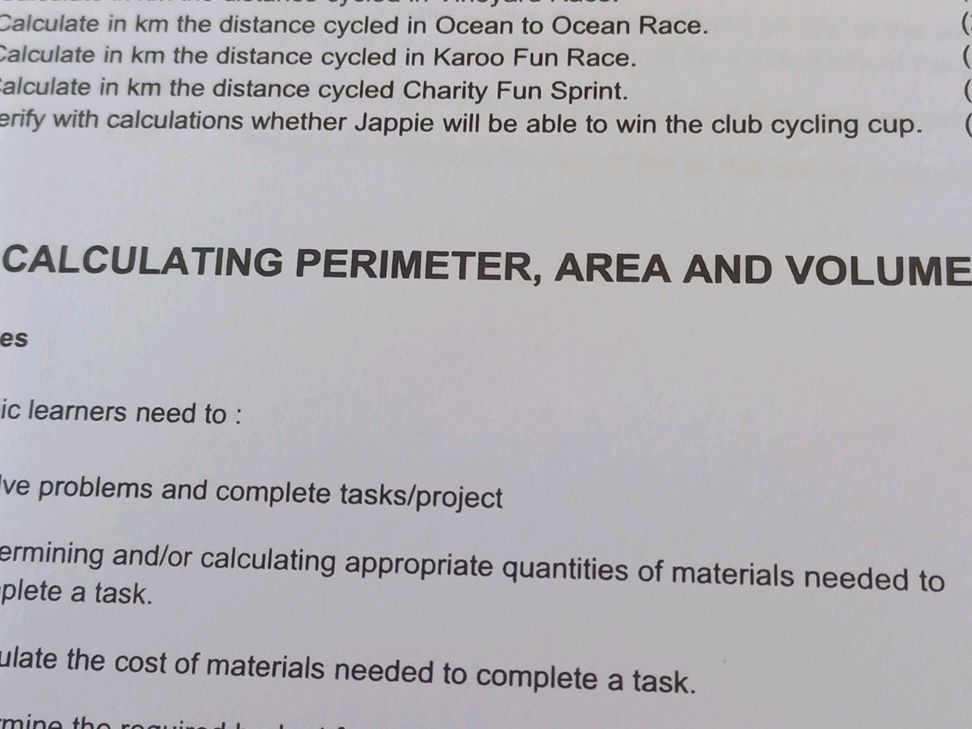 Calculate in km the distance cycled in Ocean | StudyX
