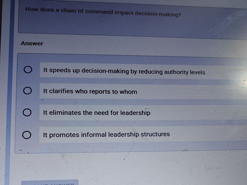 How does a chain of command impact | StudyX