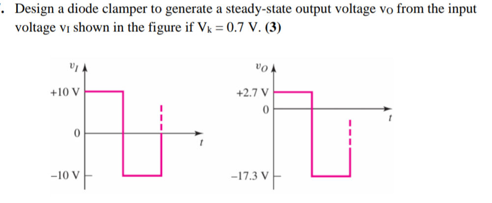 Design a diode clamper to generate a | StudyX