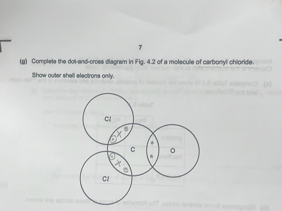 (g) Complete the dot-and-cross diagram in | StudyX
