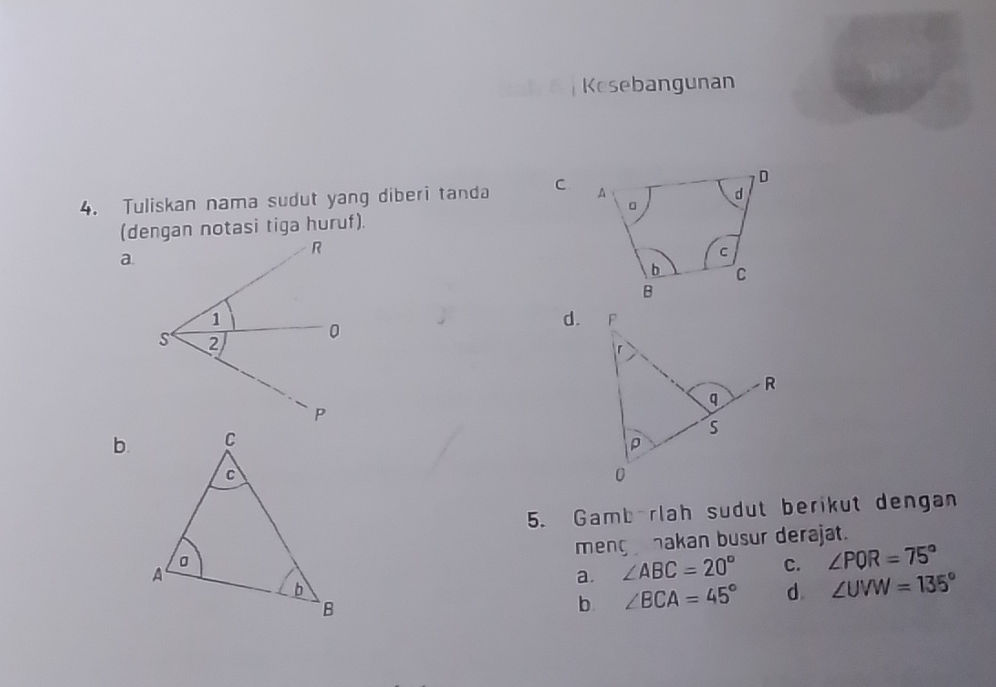 4. Tuliskan nama sudut yang diberi tanda | StudyX
