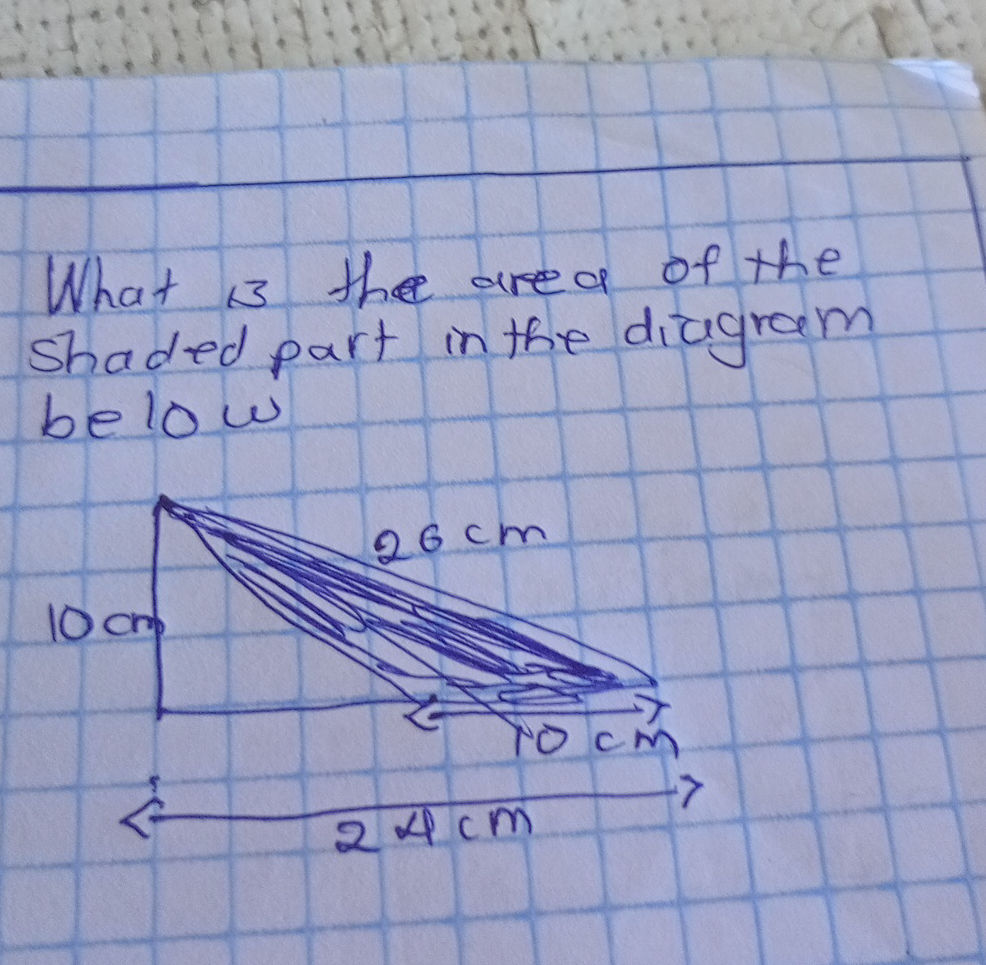 What is the area of the shaded part in the | StudyX