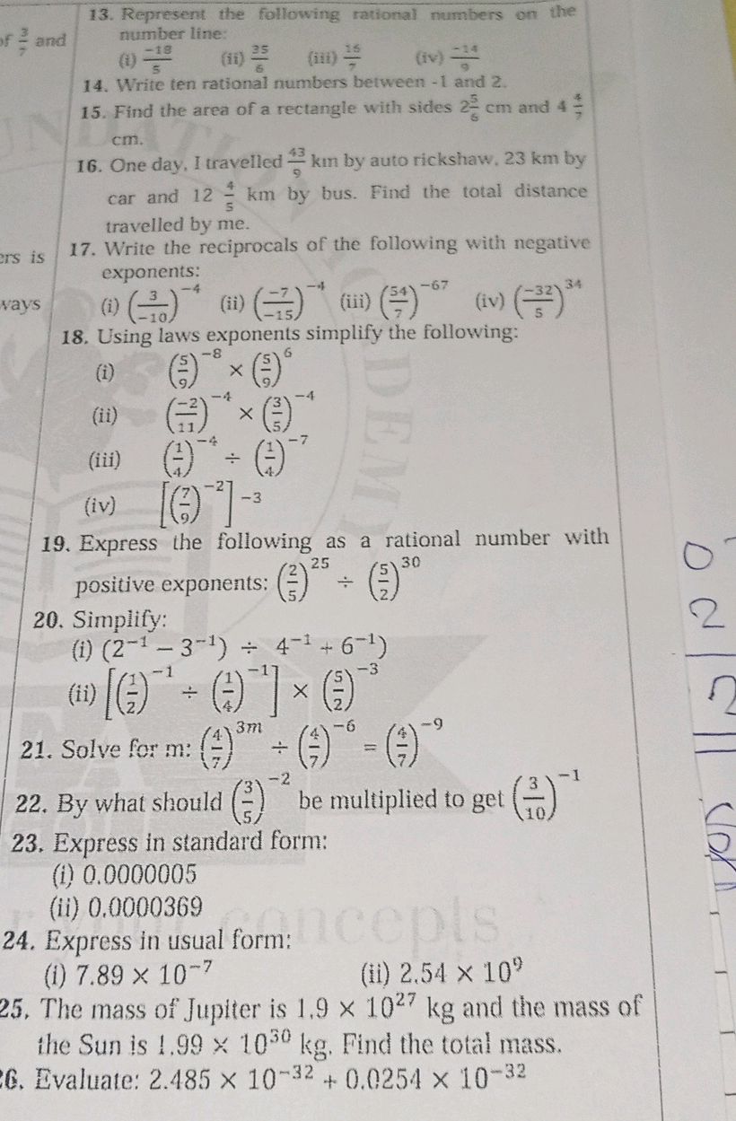13. Represent the following rational numbers | StudyX