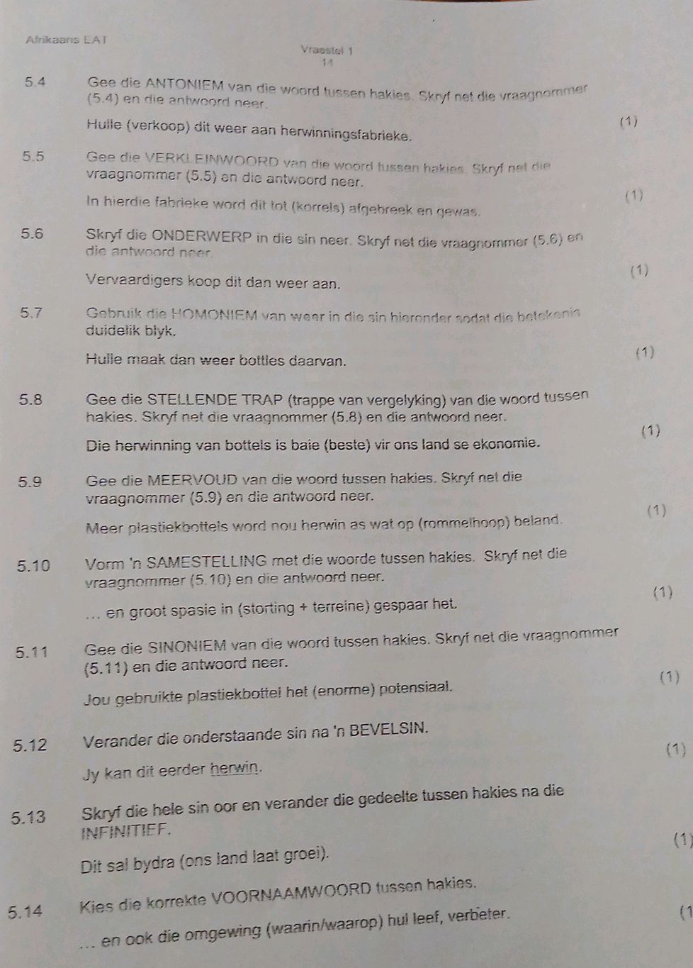 5.4 Gee die ANTONIEM van die woord tussen | StudyX