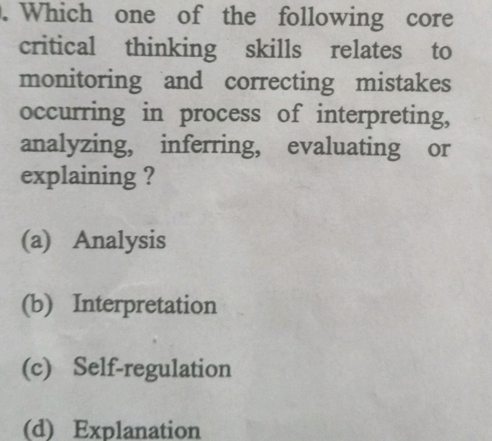 1. Which one of the following core critical | StudyX