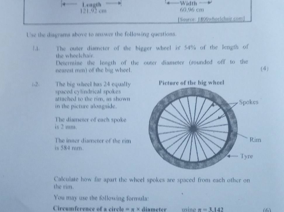 1. The outer diameter of the bigger wheel | StudyX