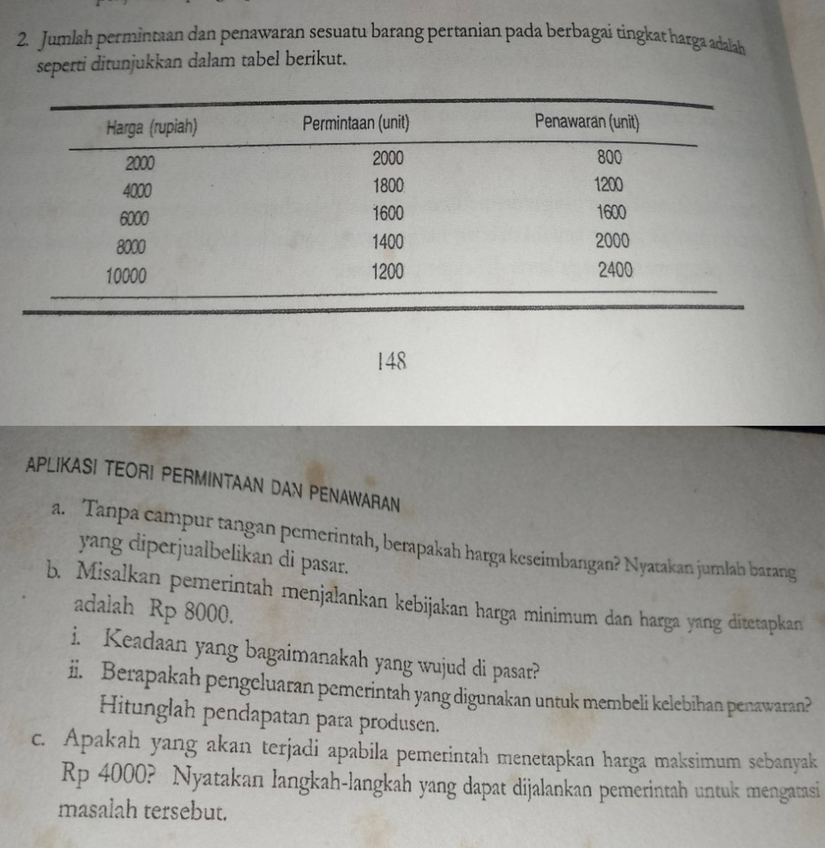 2. Jumlah permintaan dan penawaran sesuatu | StudyX