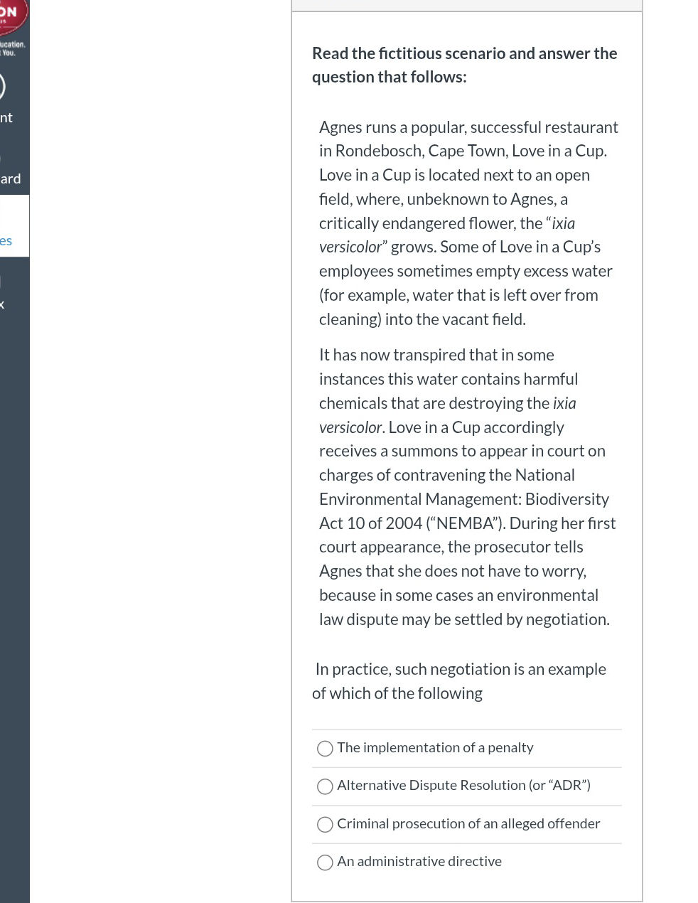 Read the fictitious scenario and answer the | StudyX