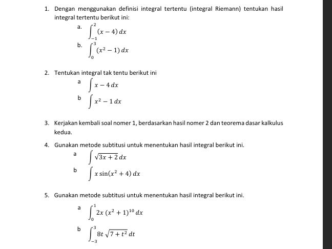 1. Dengan menggunakan definisi integral | StudyX