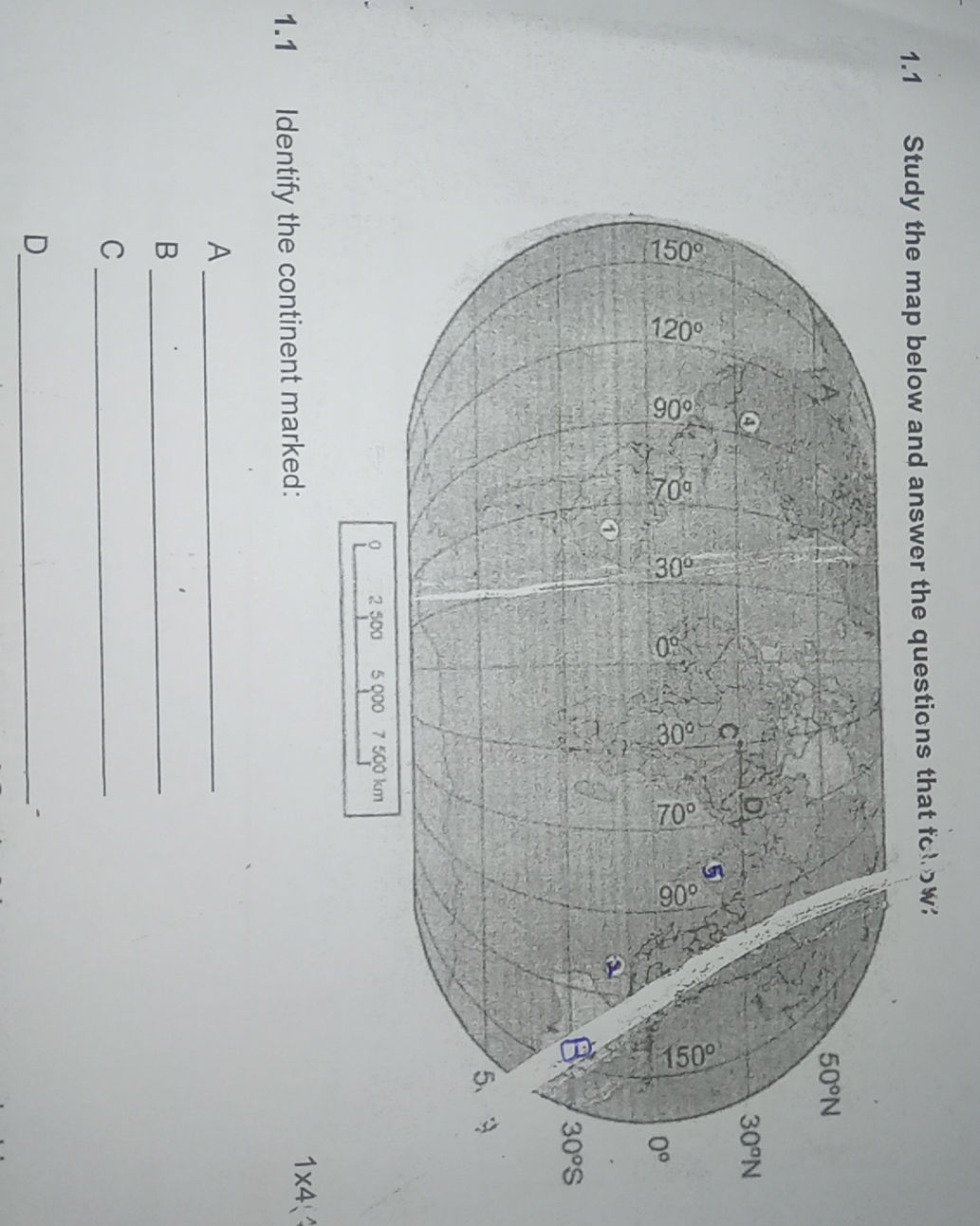 1. 1 Study the map below and answer the | StudyX