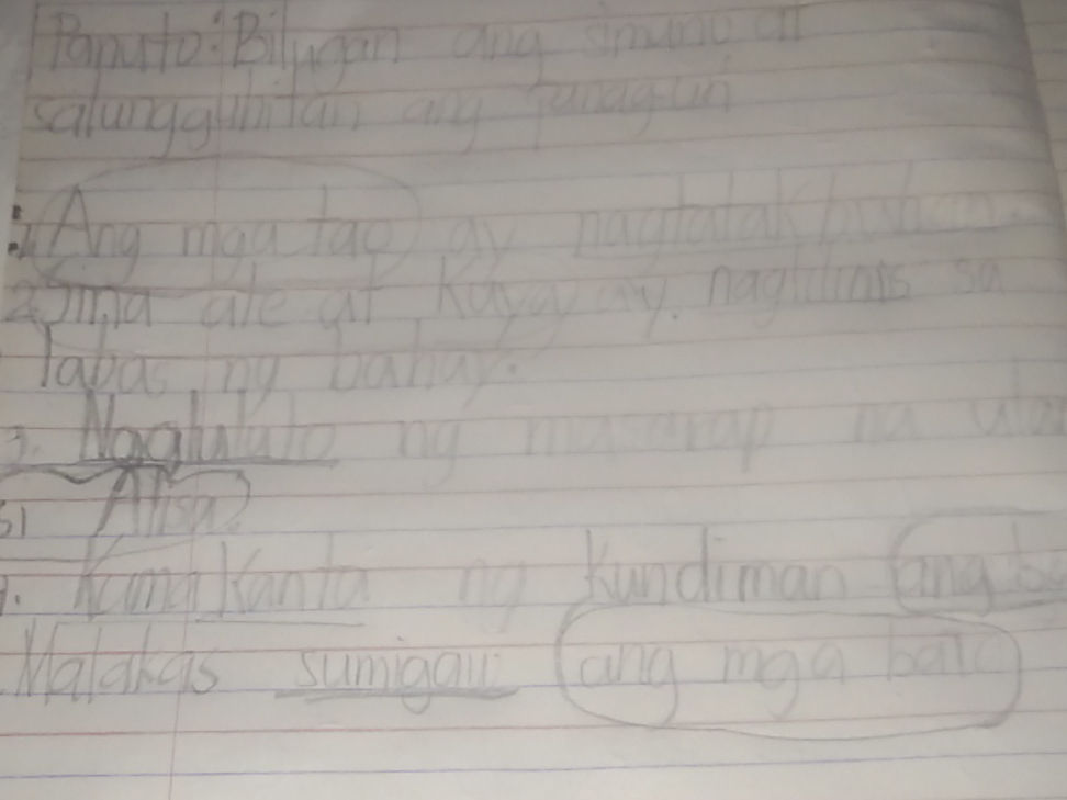 Paputo: Bilugan ang simuno at salungguhitan | StudyX