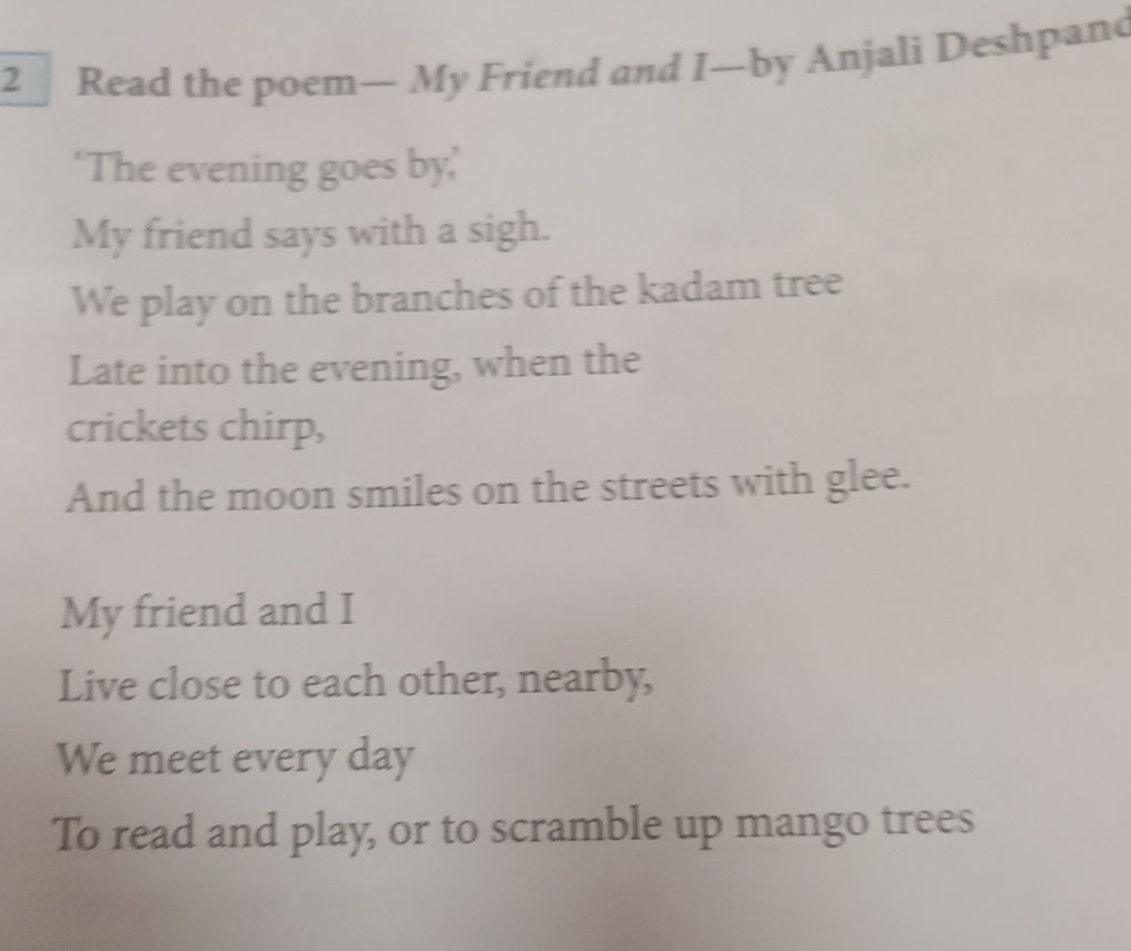 Read the poem— My Friend and I—by Anjali | StudyX