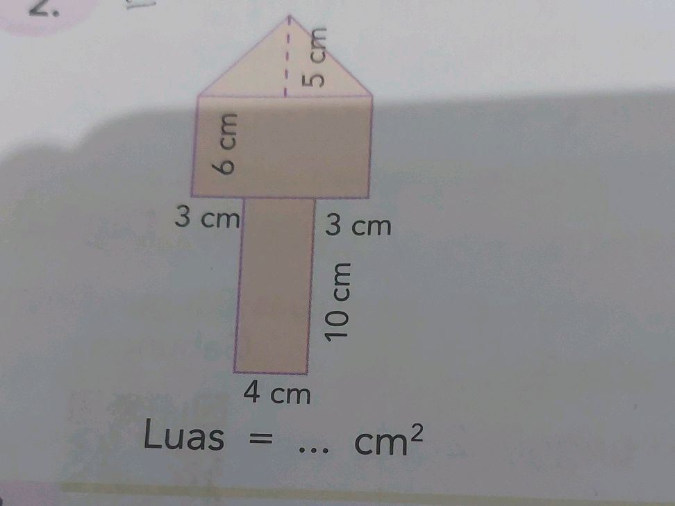 Luas = ... cm² The image shows a composite | StudyX