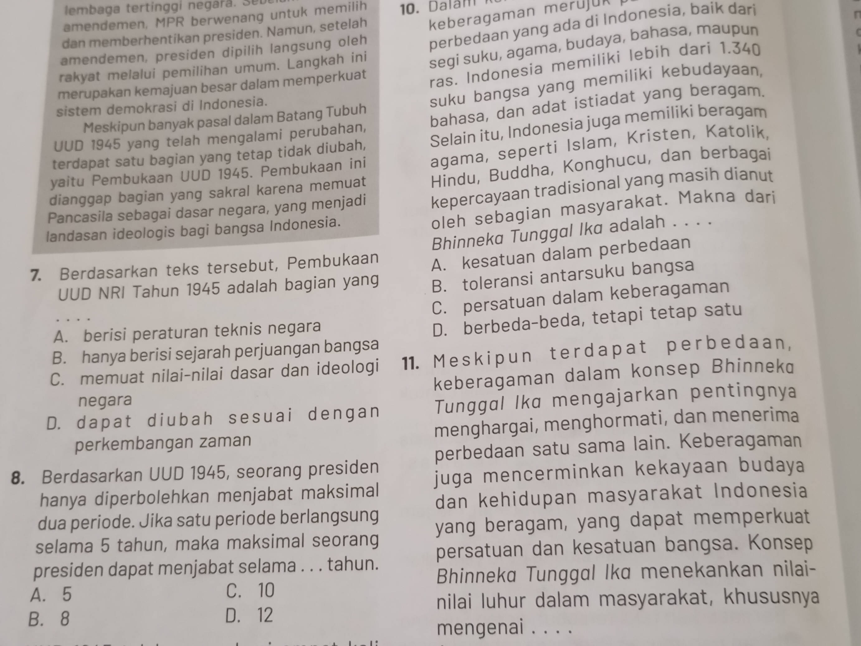 7. Berdasarkan teks tersebut, Pembukaan UUD | StudyX