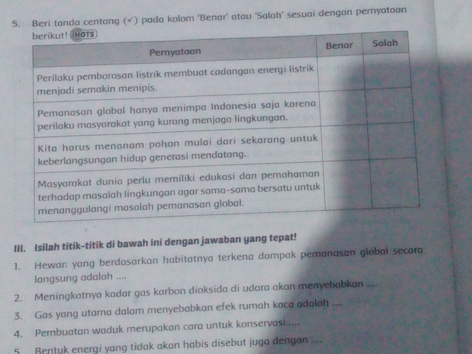 5. Beri tanda centang ( ) pada kolom 'Benar' | StudyX