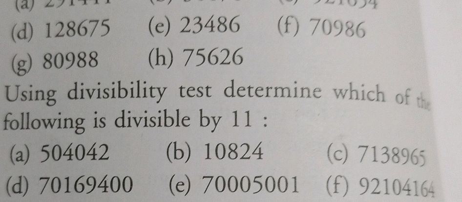 Using divisibility test determine which of | StudyX