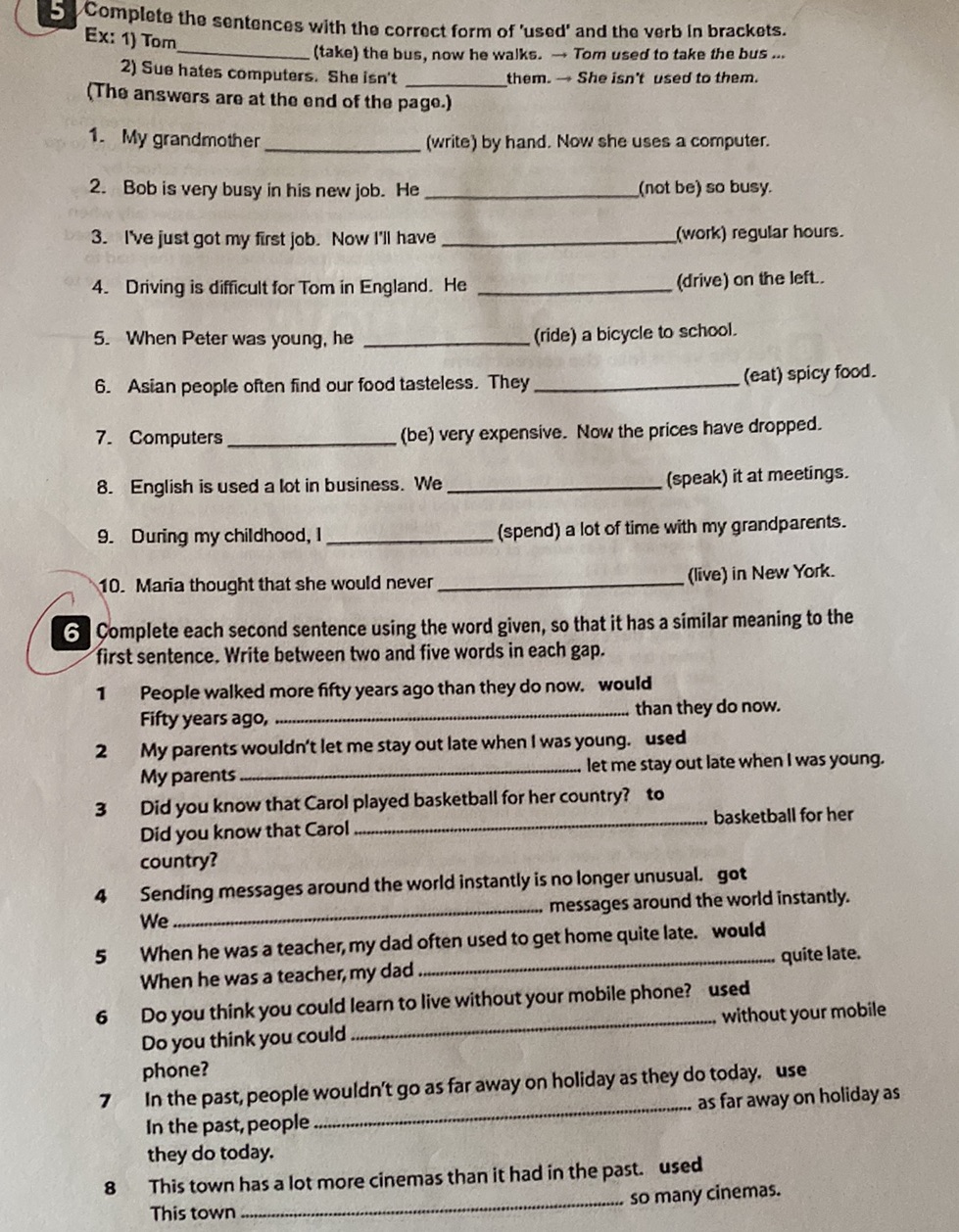 5 Complete the sentences with the correct | StudyX