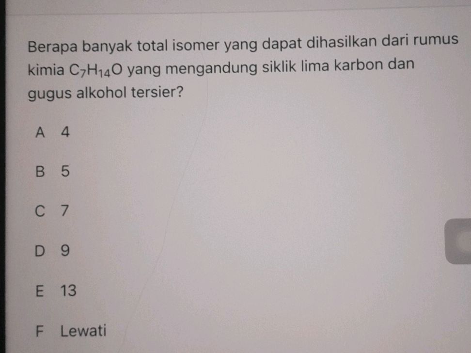 Berapa banyak total isomer yang dapat | StudyX