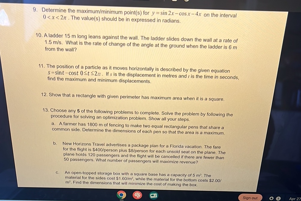 9. Determine the maximum/minimum point(s) | StudyX