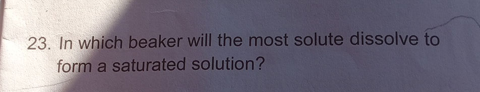 23. In which beaker will the most solute | StudyX